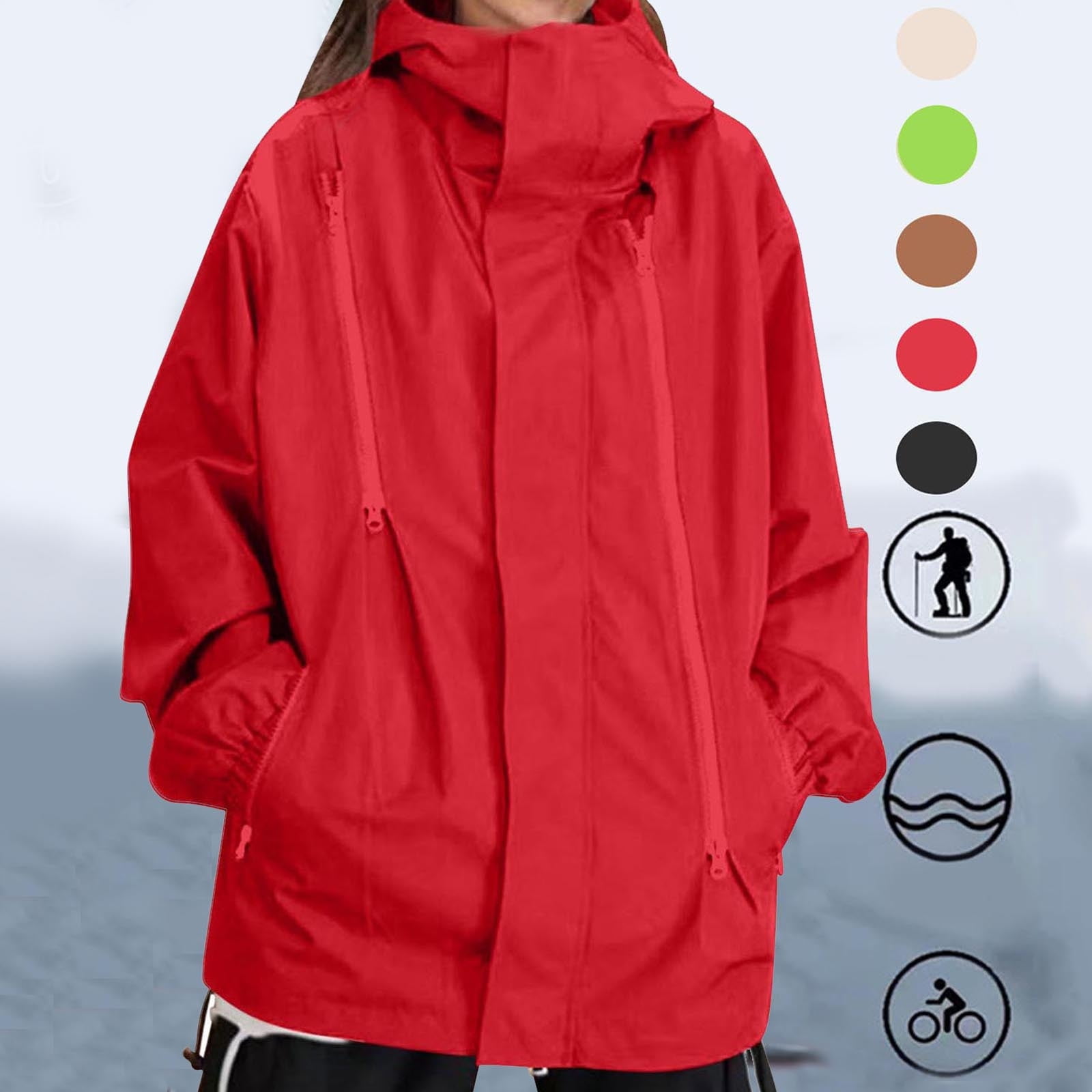 BXINGOHAI Rain Jacket for Women Waterproof Lightweight Windbreaker Jacket with Hood Packable ...