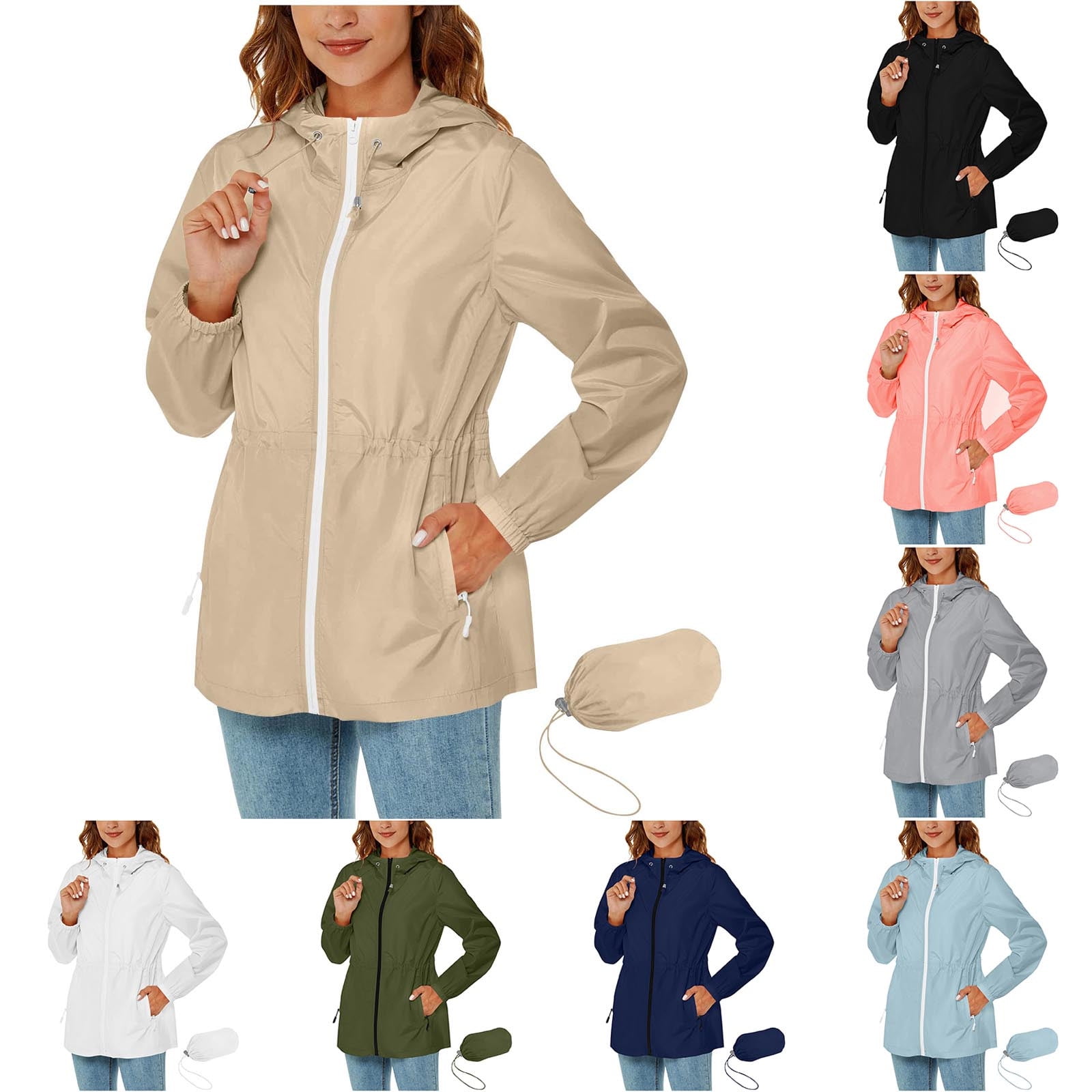 BXINGOHAI Rain Jacket for Women Waterproof Lightweight Windbreaker ...