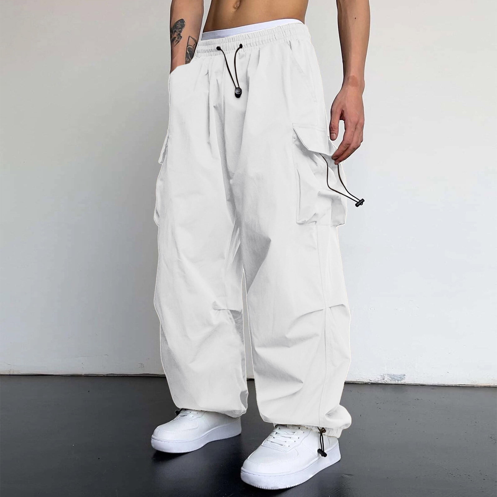 BXINGOHAI Trends Baggy Cargo Pants Men Wide Casual Parachute Pants Men ...