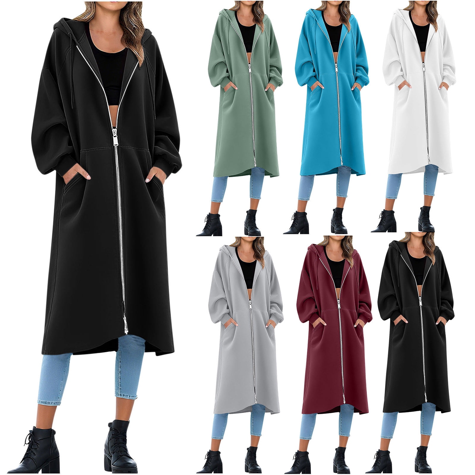 BXINGOHAI Women Plus Size Zip Up Hoodies Long Sleeve Tunic Sweatshirt ...