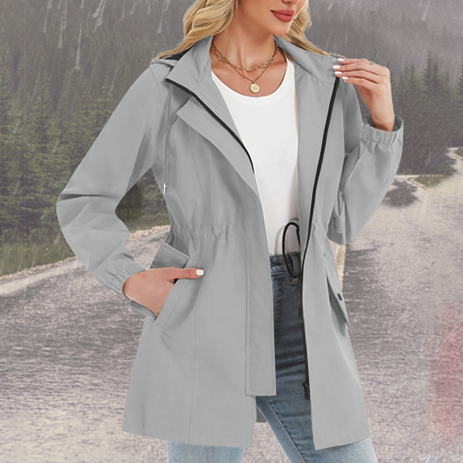BXINGOHAI Women Softshell Jacket Hooded Rain Coat Waterproof Windproof ...