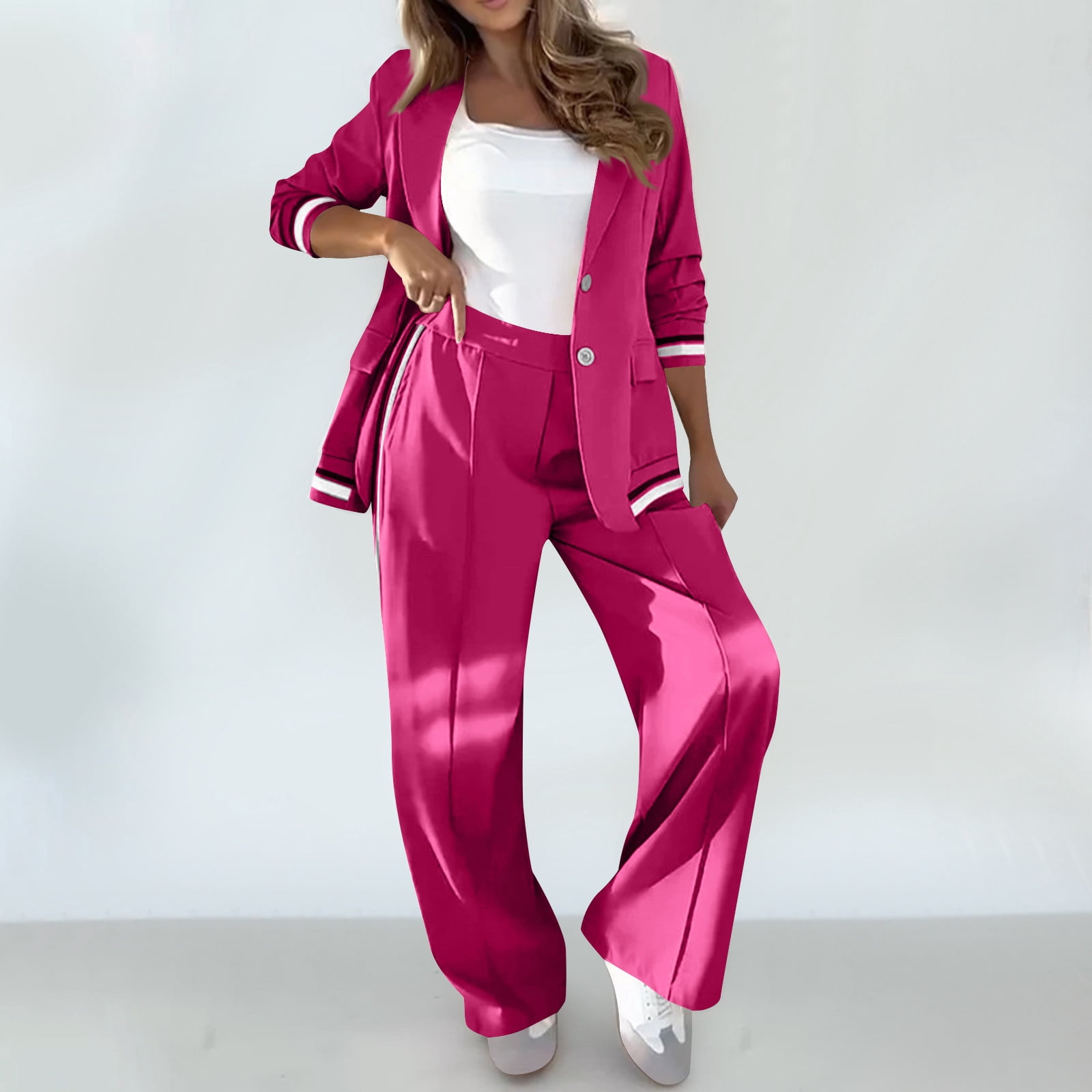 BXINGOHAI Women's 2025 Spring Fall 2 Piece Blazer Set Casual Loose Long ...