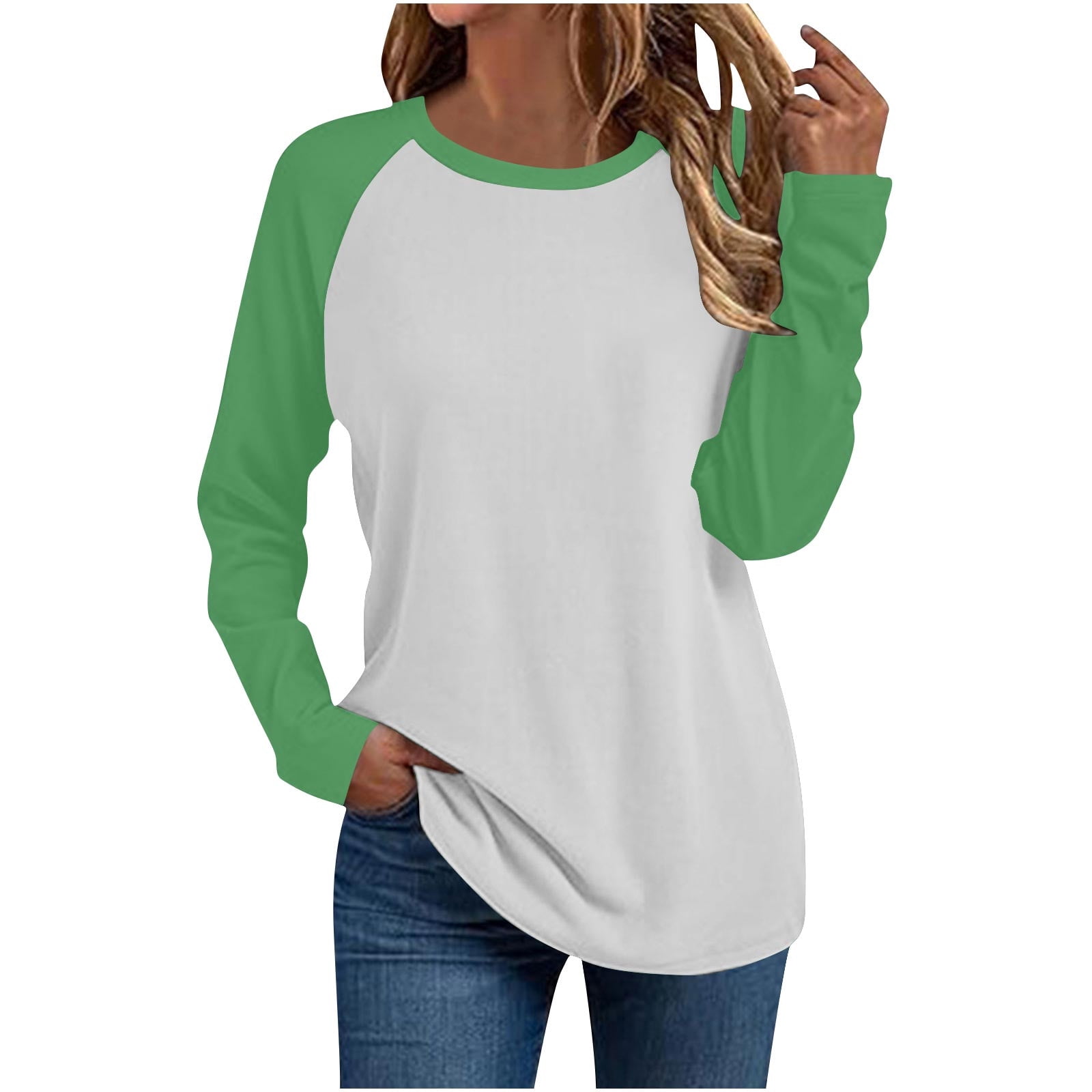 BXINGOHAI Women's Color Block Long Sleeve Tunics Tops Casual Striped ...