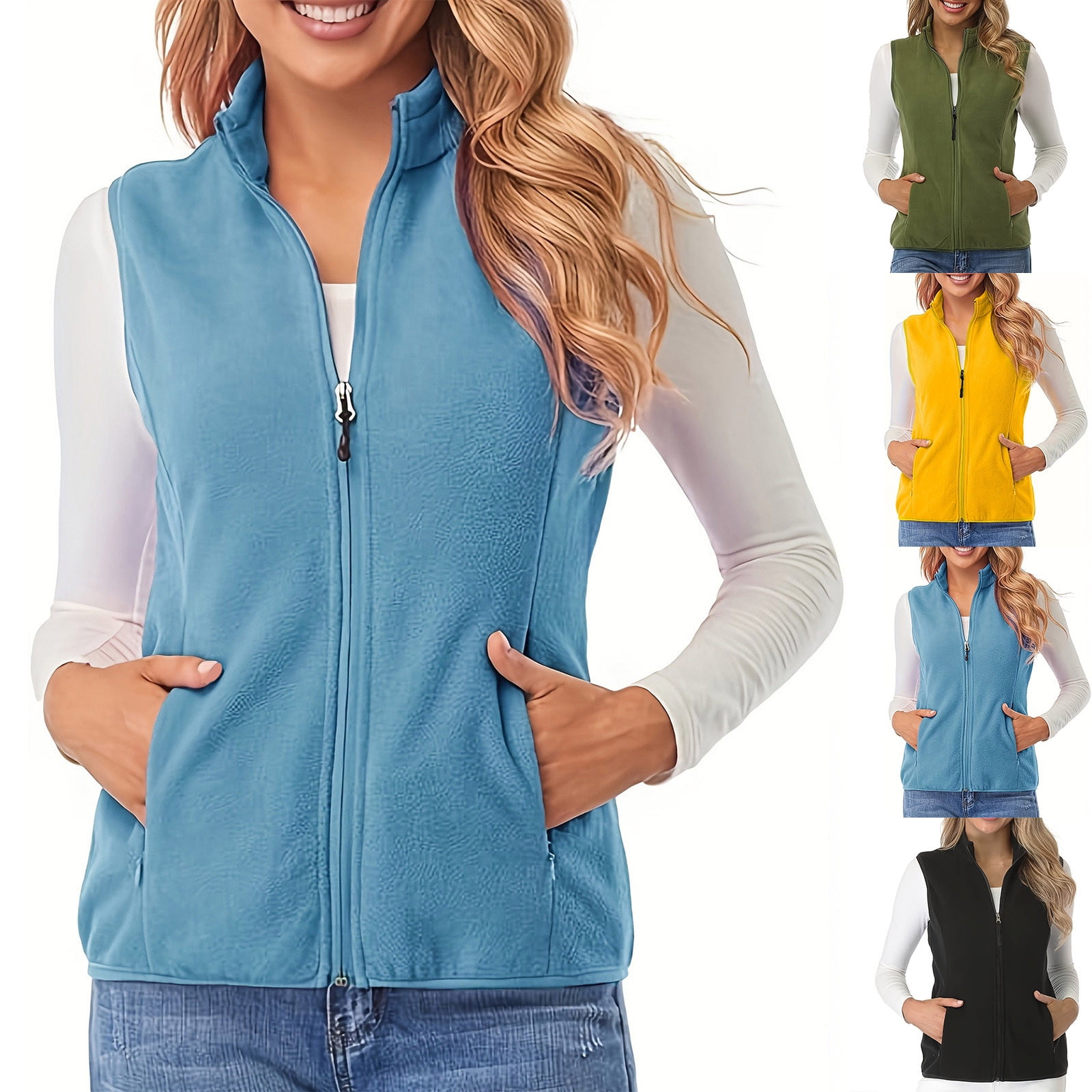 BXINGOHAI Women's Fleece Vest, Soft Sleeveless Classic Fit with Zip up ...