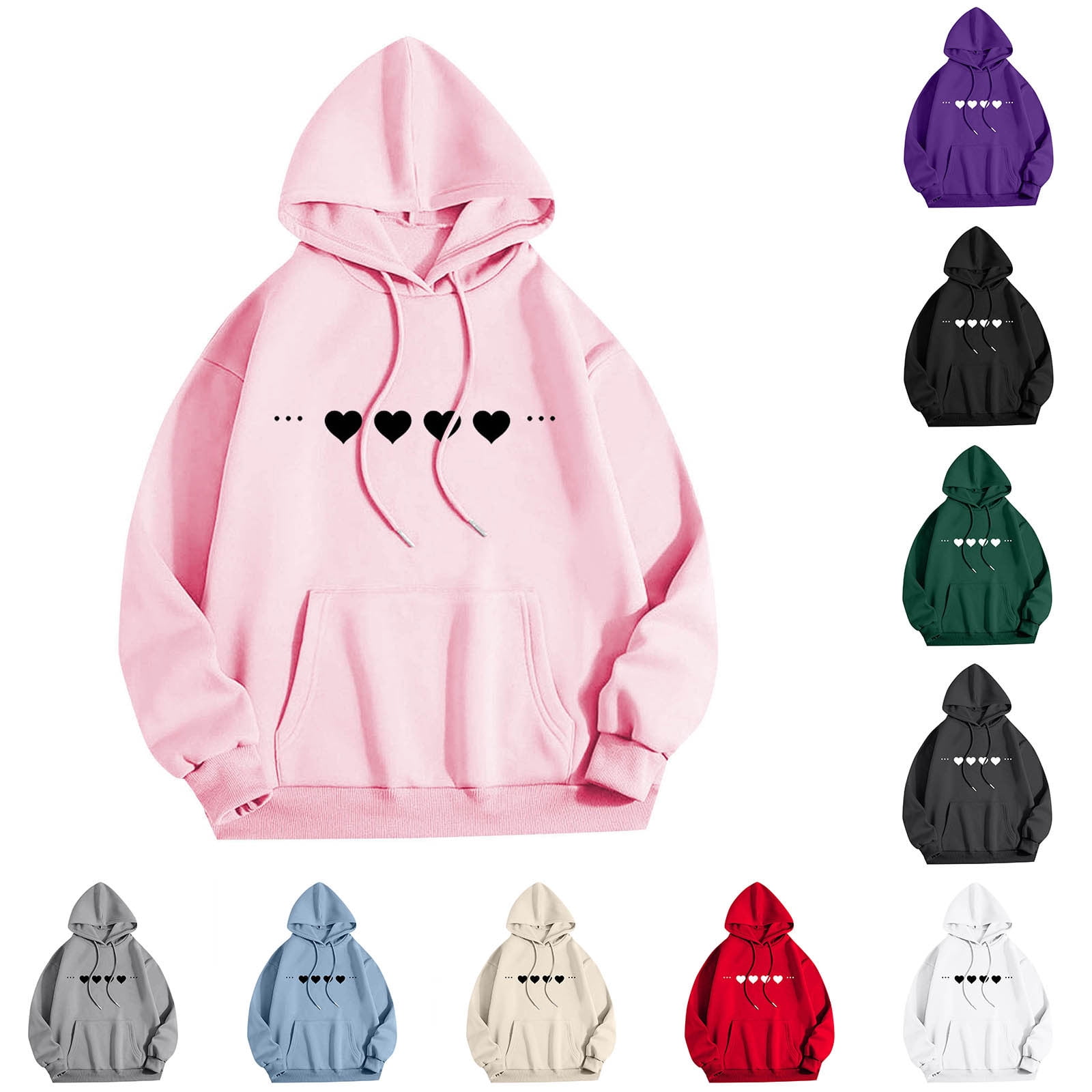 BXINGOHAI Women's Hoodies Casual Long Sleeve Button Pullover Tops Loose Drawstring Hooded ...