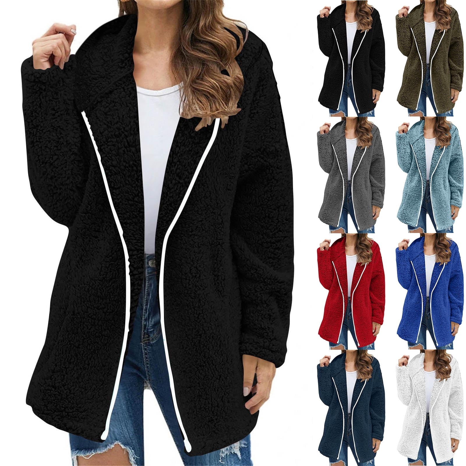 BXINGOHAI Women's Long Sleeve Full Zip Soft Warm Fleece Jacket Light ...