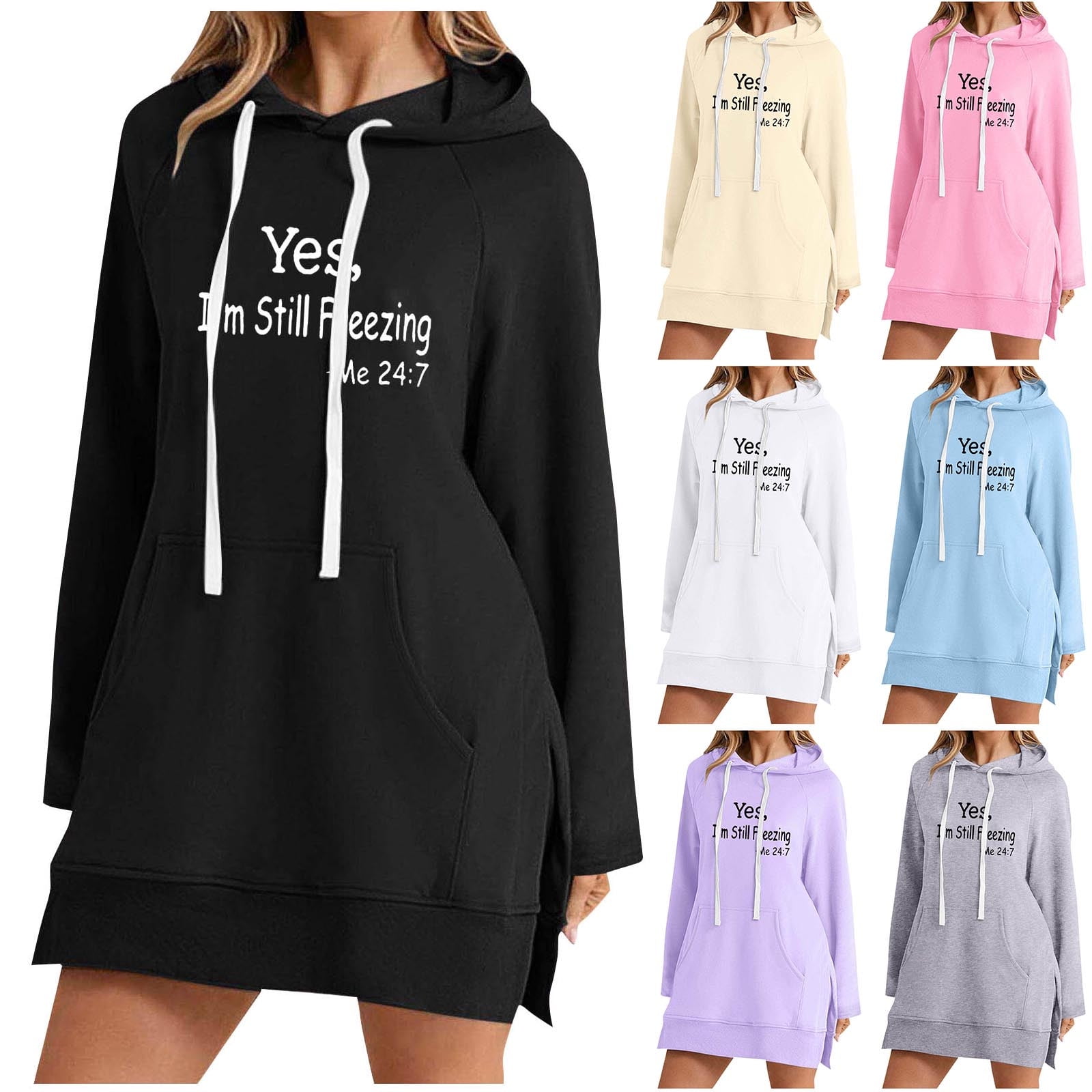 BXINGOHAI Womens Oversized Hoodies Fleece Sweatshirts Long Sleeve Pullover with Pocket Fall ...