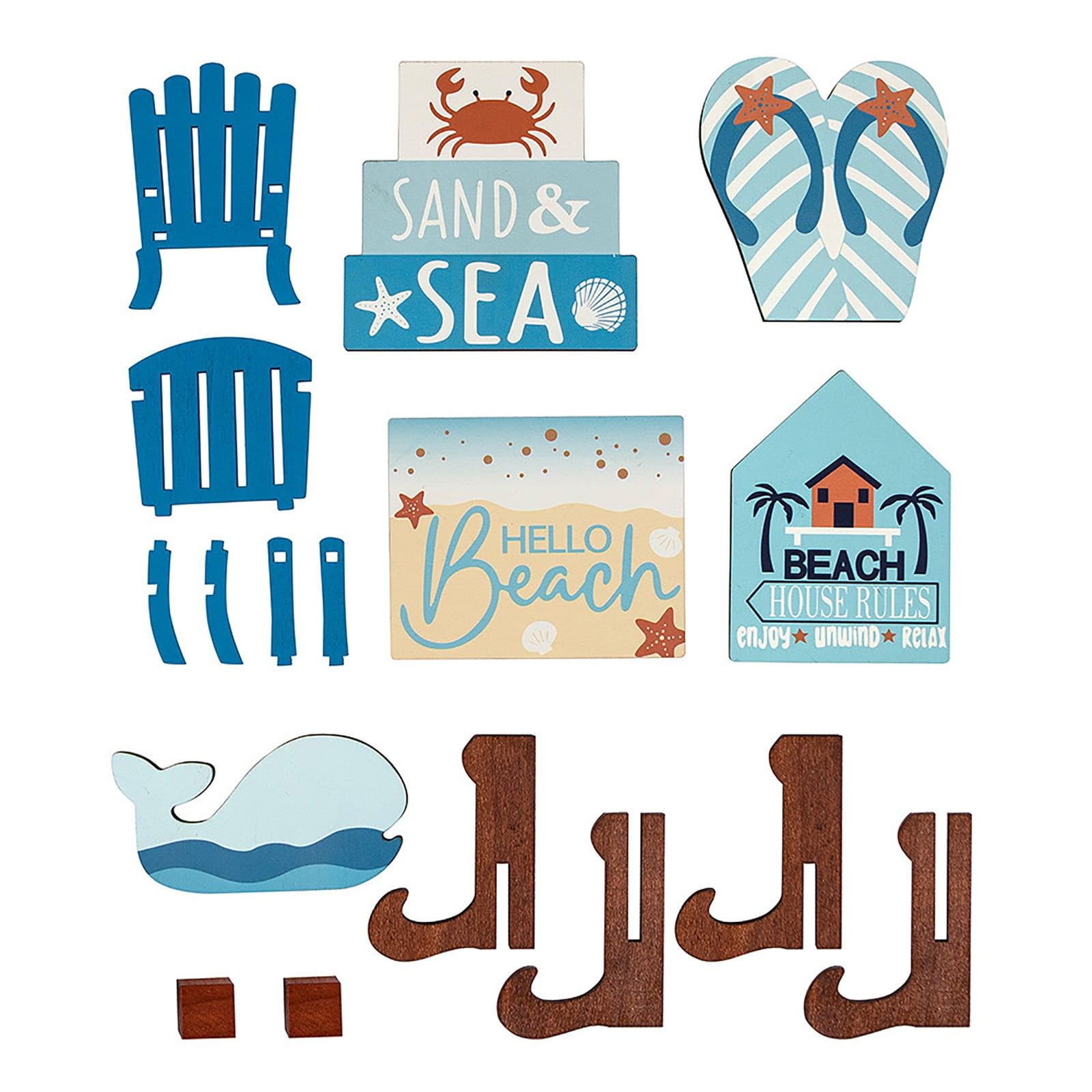 BXIRSM Beach Themed Wooden Wall Decor Set Coastal Signs, Flip Flop Art ...