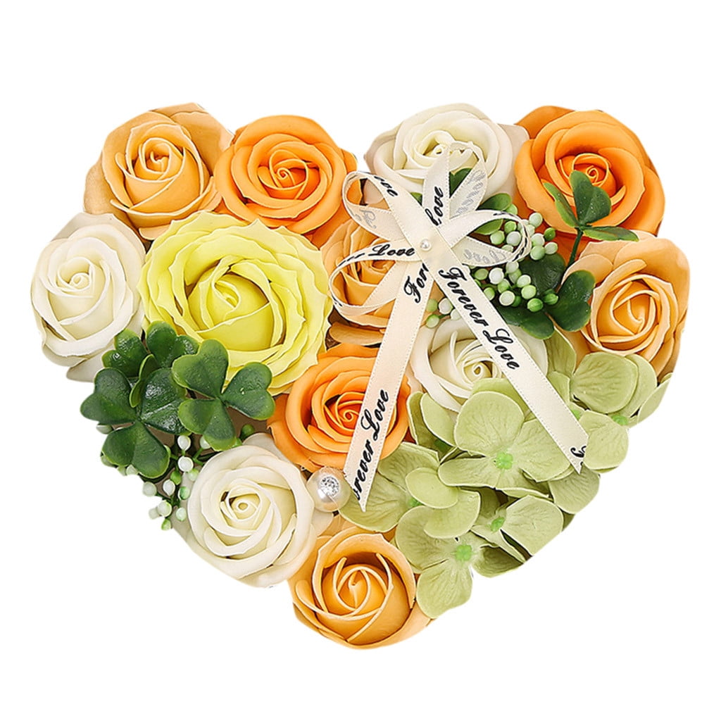 BXIRSM Heart-Shaped Artificial Rose Flower Arrangement with Mixed ...