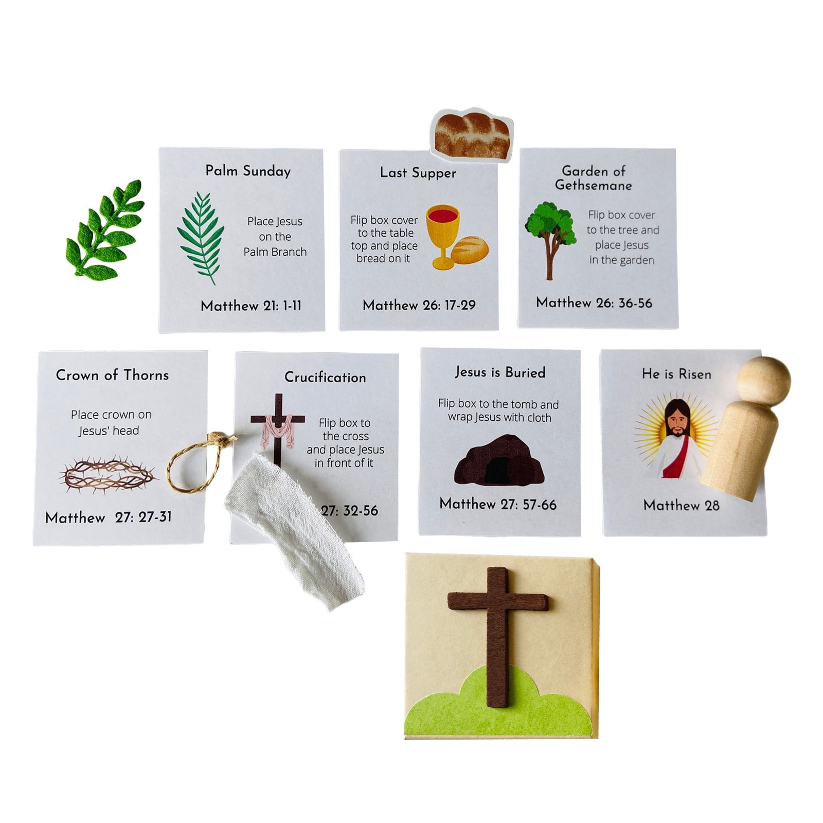 BXIRSM Interactive Easter Story Cards for Kids Bible Storytelling Set ...