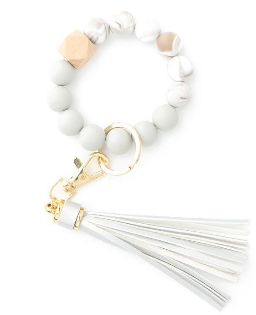 BXIRSM Silicone Key Ring Bracelet, Women Beaded Bangle Keychain ...