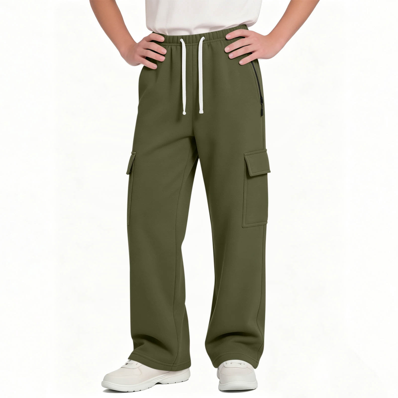 BXJX Boys Cargo Sweatpants, Casual Elastic Waist Straight-Leg Relaxed ...