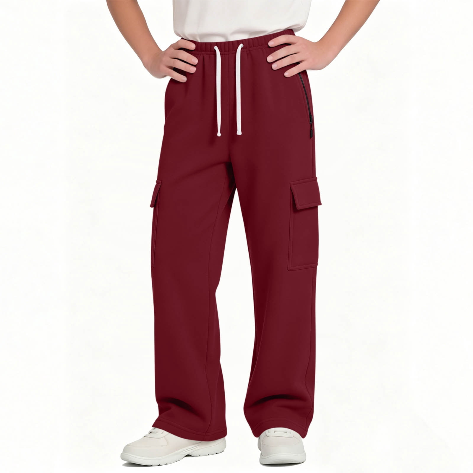 BXJX Boys Cargo Sweatpants, Casual Straight-Leg Elastic Waist Relaxed ...