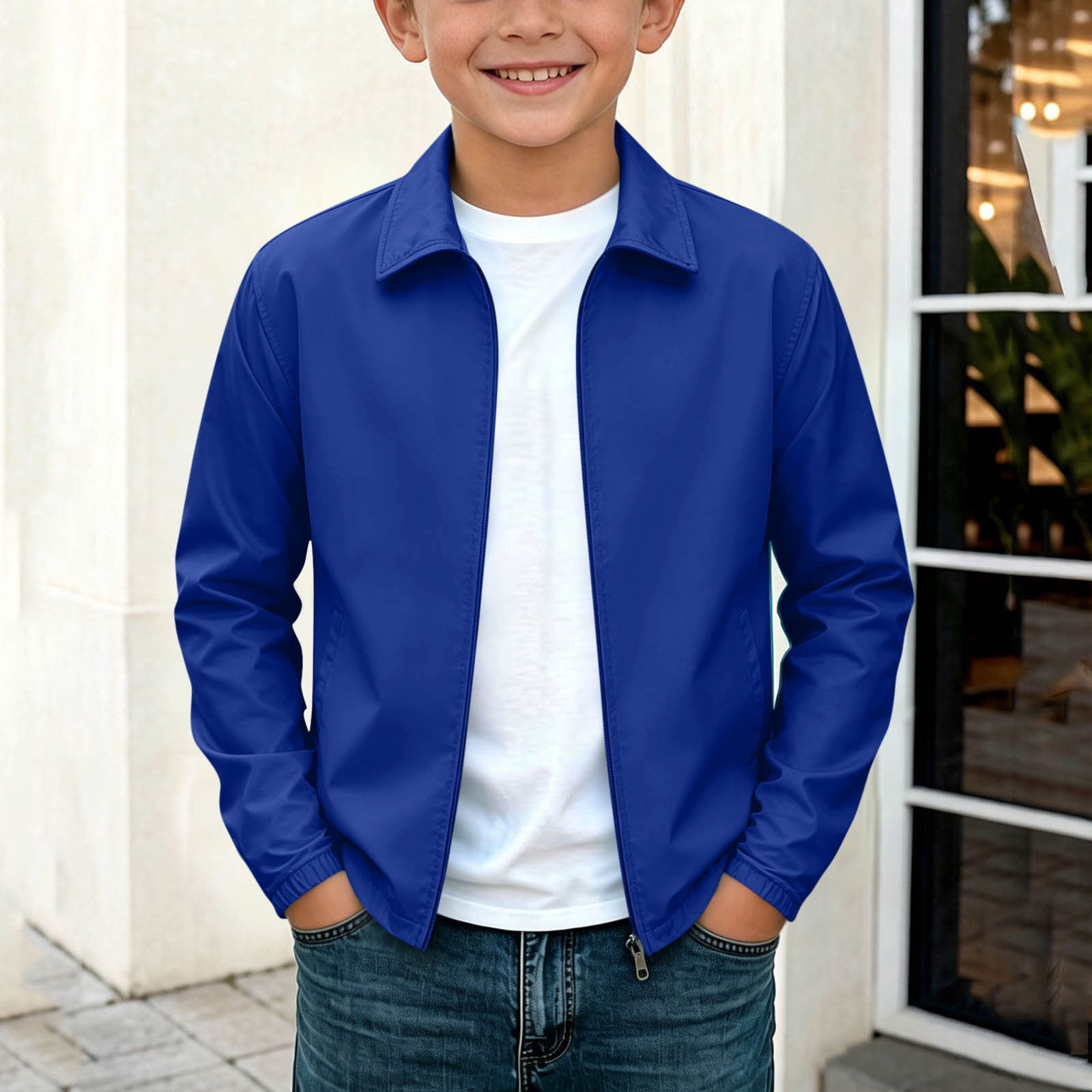 BXJX Boys Collared Jackets, Long Sleeve Lightweight Casual Zip Up Kids ...