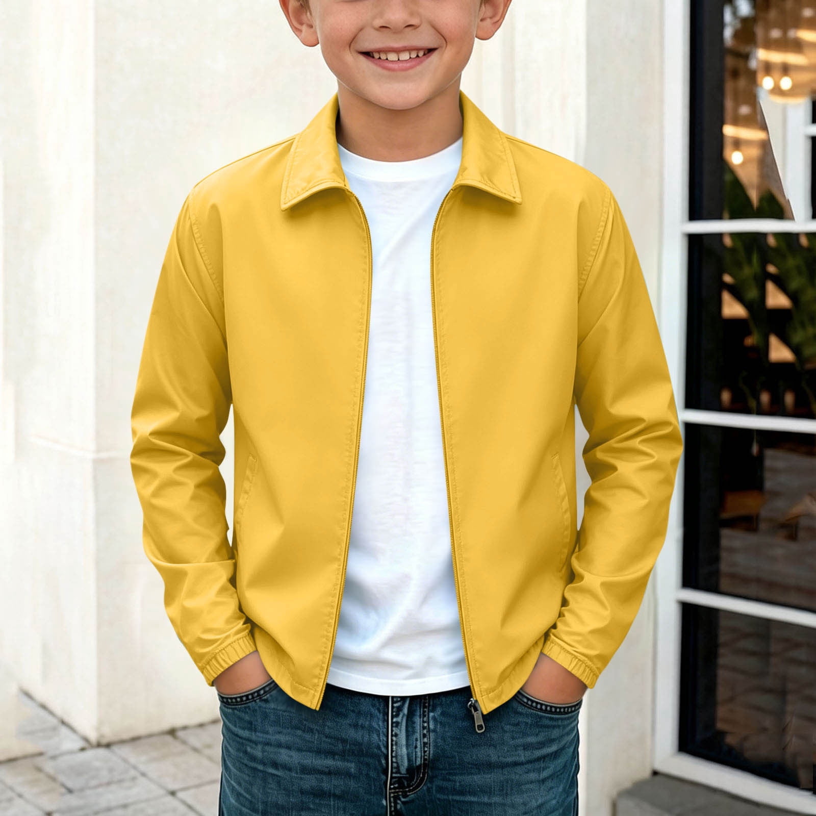 BXJX Boys Collared Jackets, Long Sleeve Lightweight Zip Up Casual Kids ...
