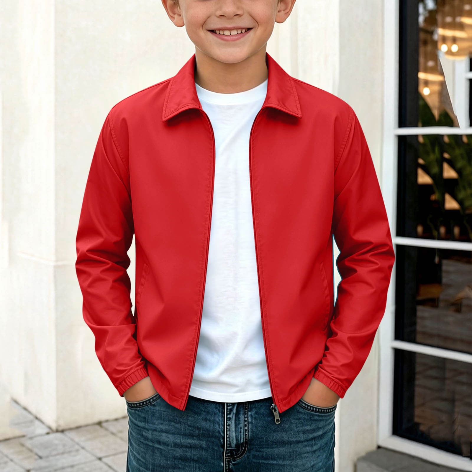 BXJX Boys Collared Jackets, Zip Up Casual Long Sleeve Lightweight Kids ...