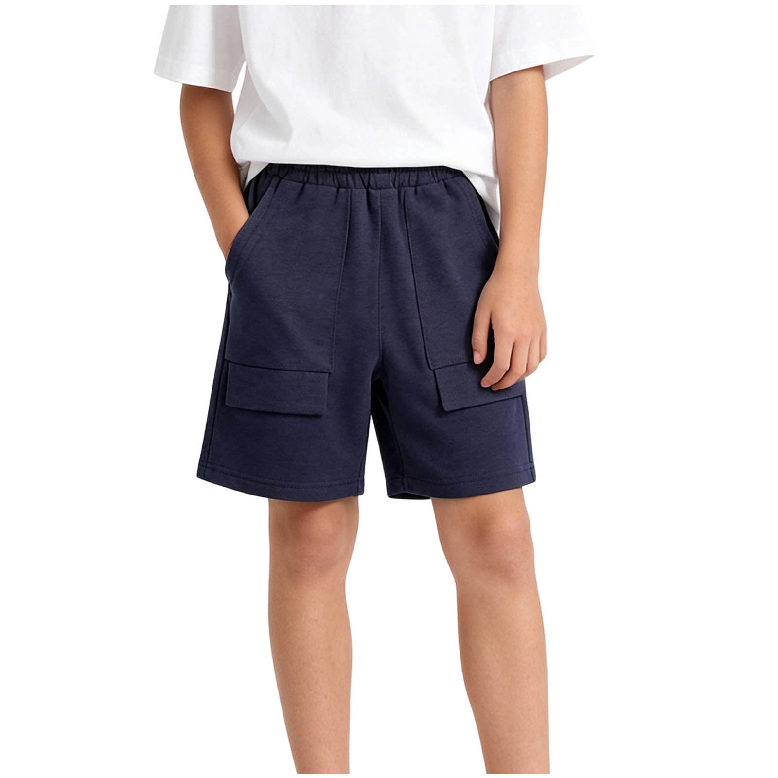BXJX Boys Cotton Athletic Shorts, Elastic Waist Summer Knee Length ...