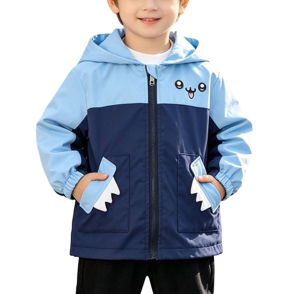 BXJX Boys Jackets with Hooded, Windproof Cartoon Print Long Sleeve Full ...