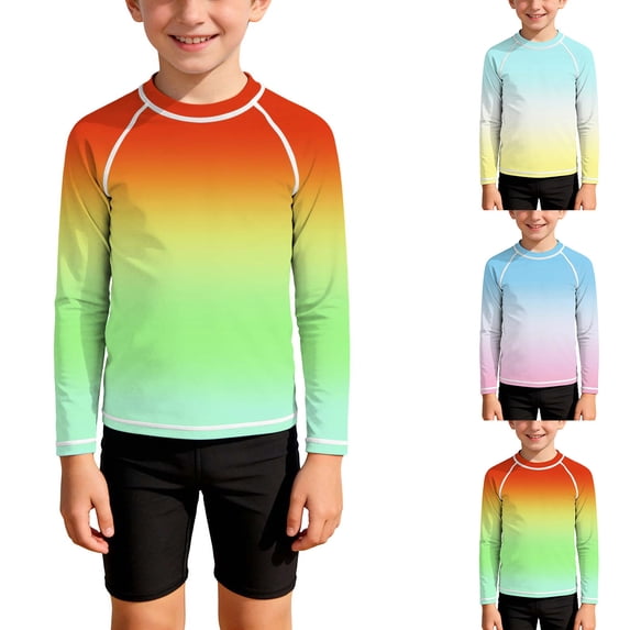 BXJX Boys Sun Protection Shirts Size 8 T, Quick Dry Gradient Long ...