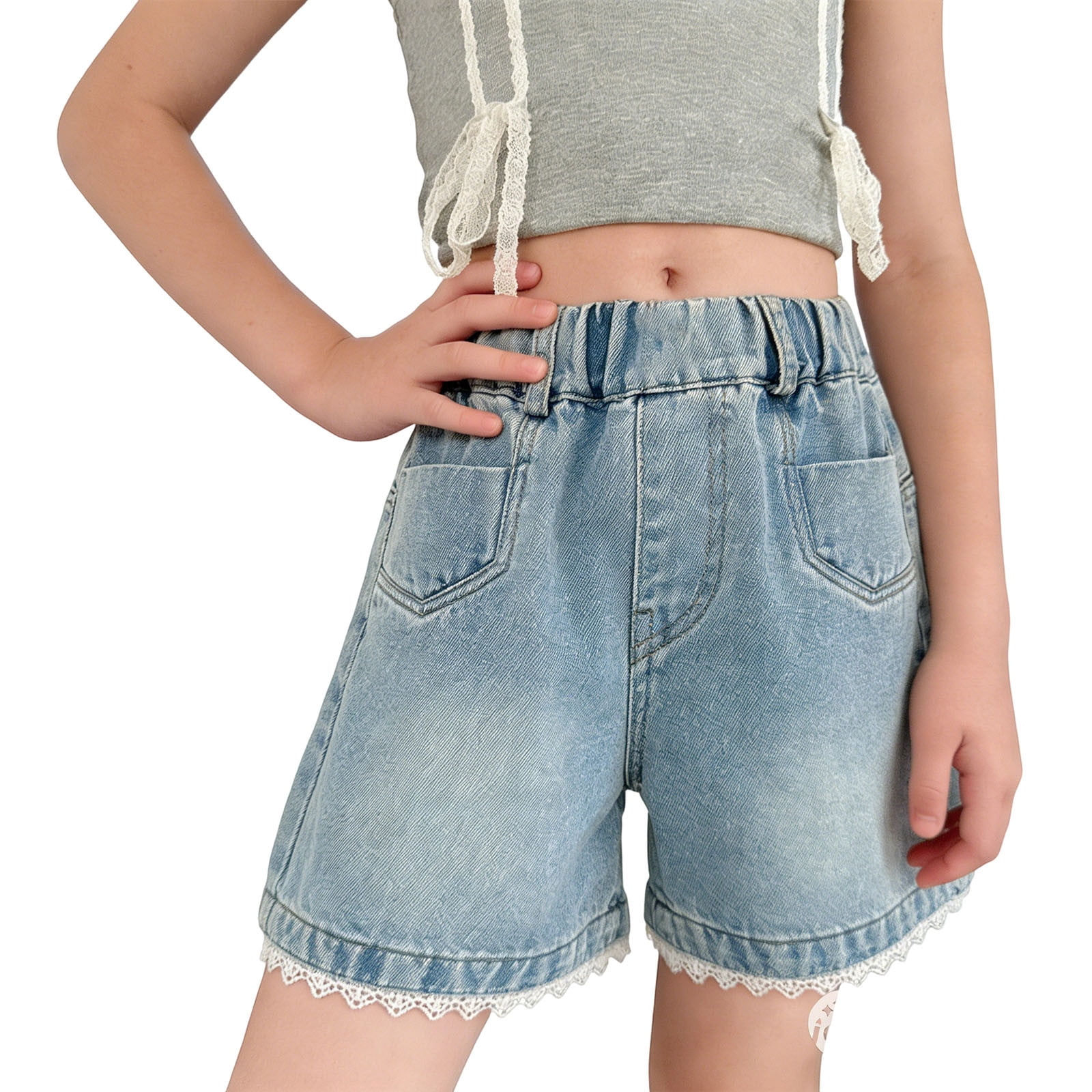 BXJX Girls Basic Denim Shorts, Cute Causal Summer Relaxed Fit Jeans ...