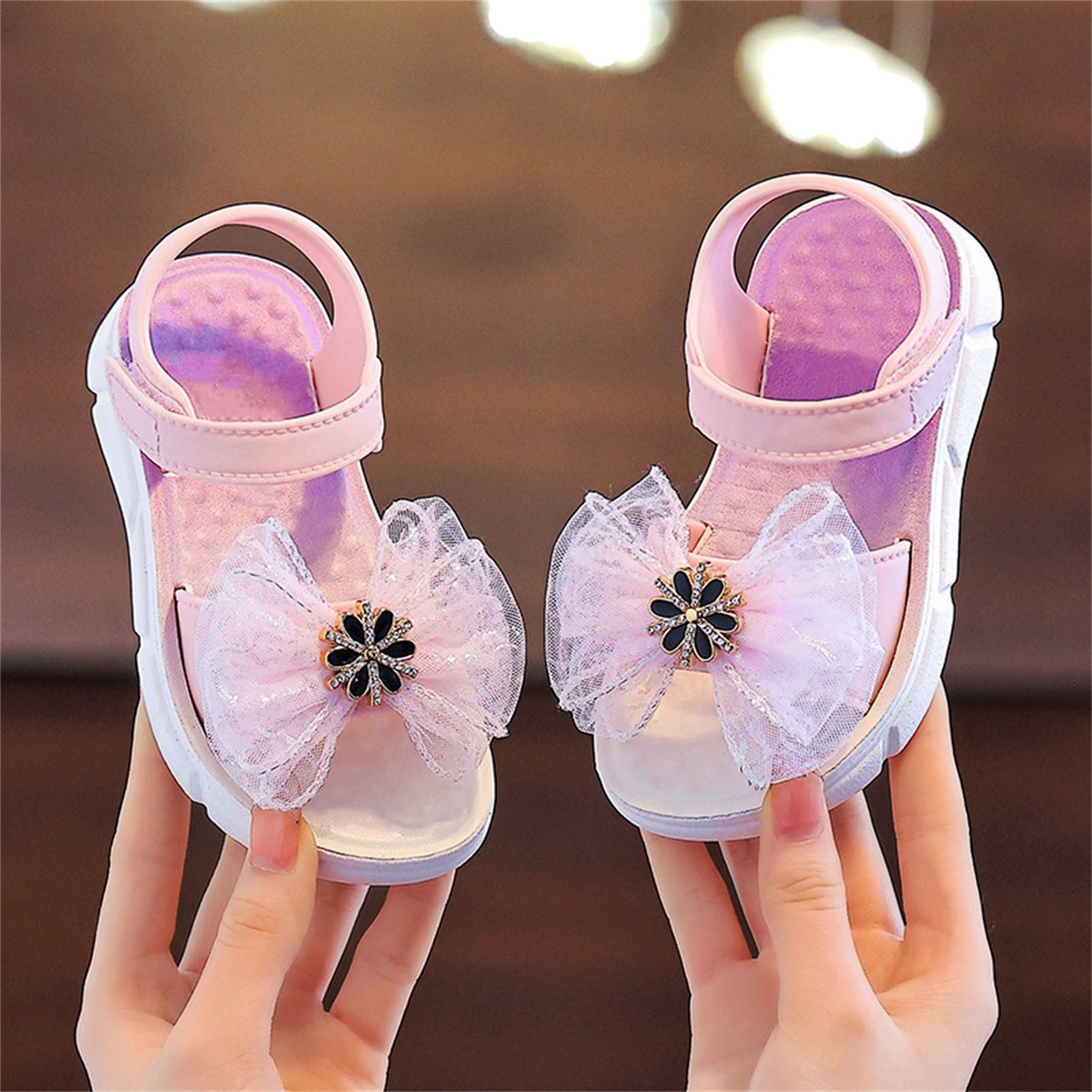BXJX Girls Comfort Sandals, Non Slip Adjustable Strap Open Toe Cute Bow ...