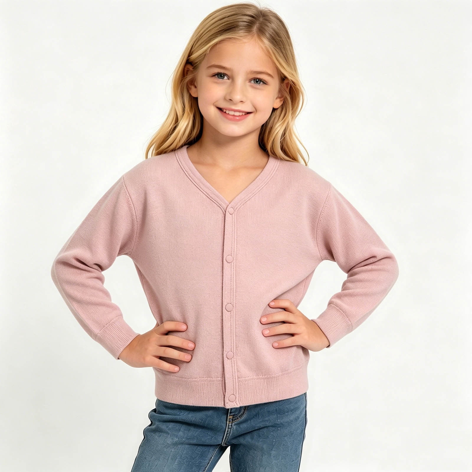 BXJX Girls Cotton Cardigans, Casual Long Sleeve Fall V Neck Kids ...