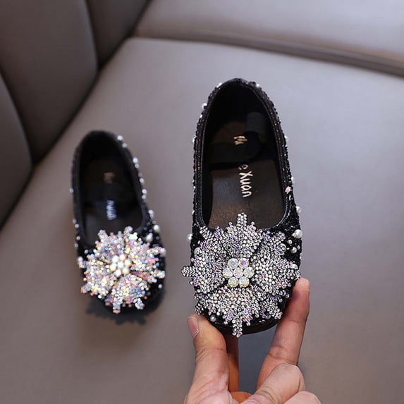 BXJX Girls Dress Shoes, Closed Toe Non Slip Dance Flat Heel Kids ...