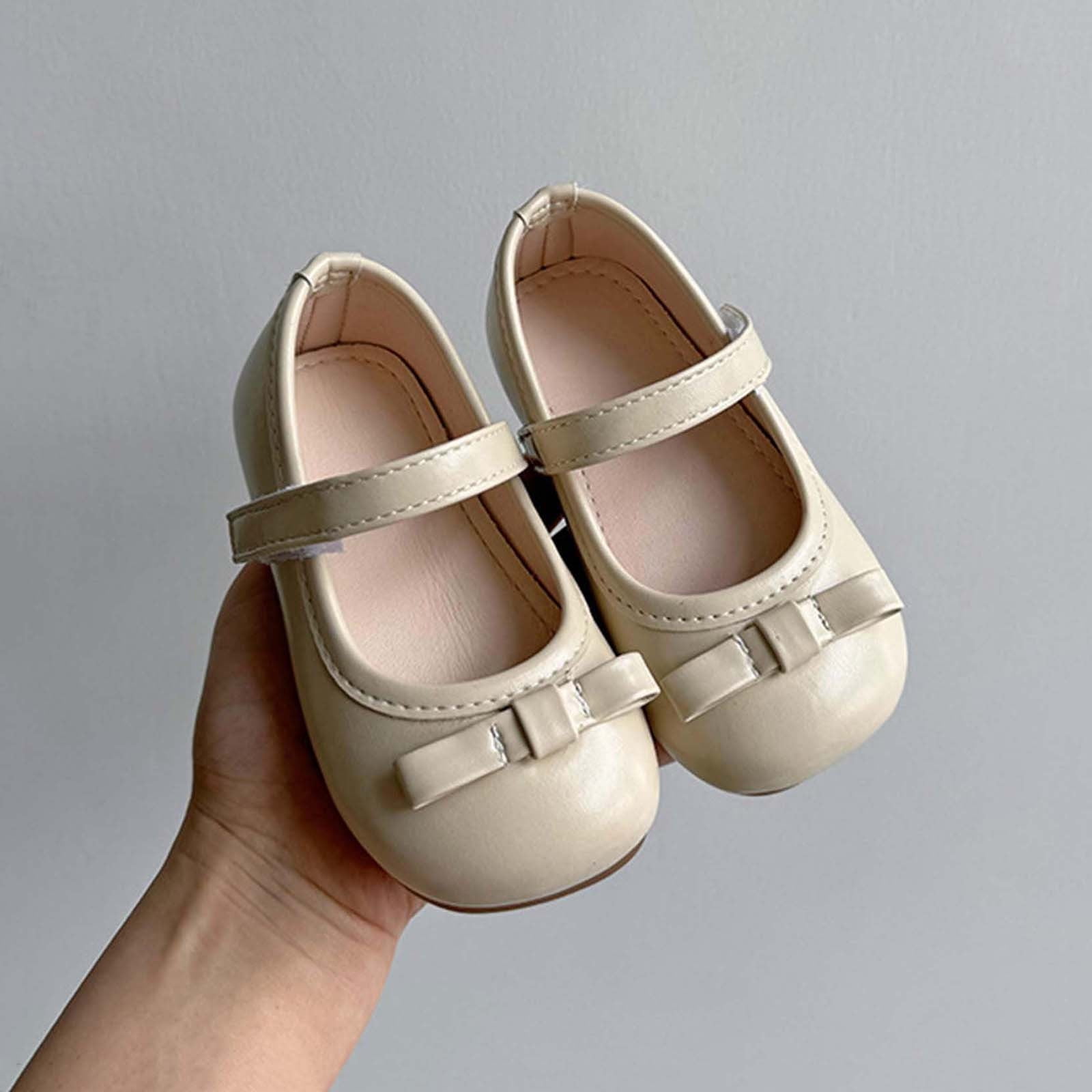 BXJX Girls Dress Shoes, Flat Heel Ankle Strap Slip-Resistant Cute Kids ...