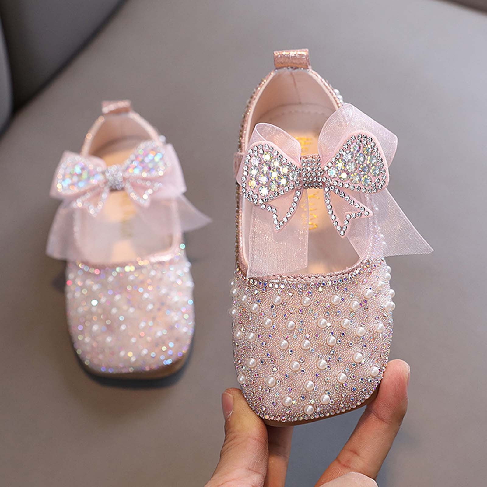 BXJX Girls Dress Shoes, Party Slip-Resistant Flat Heel Ankle Strap Kids ...