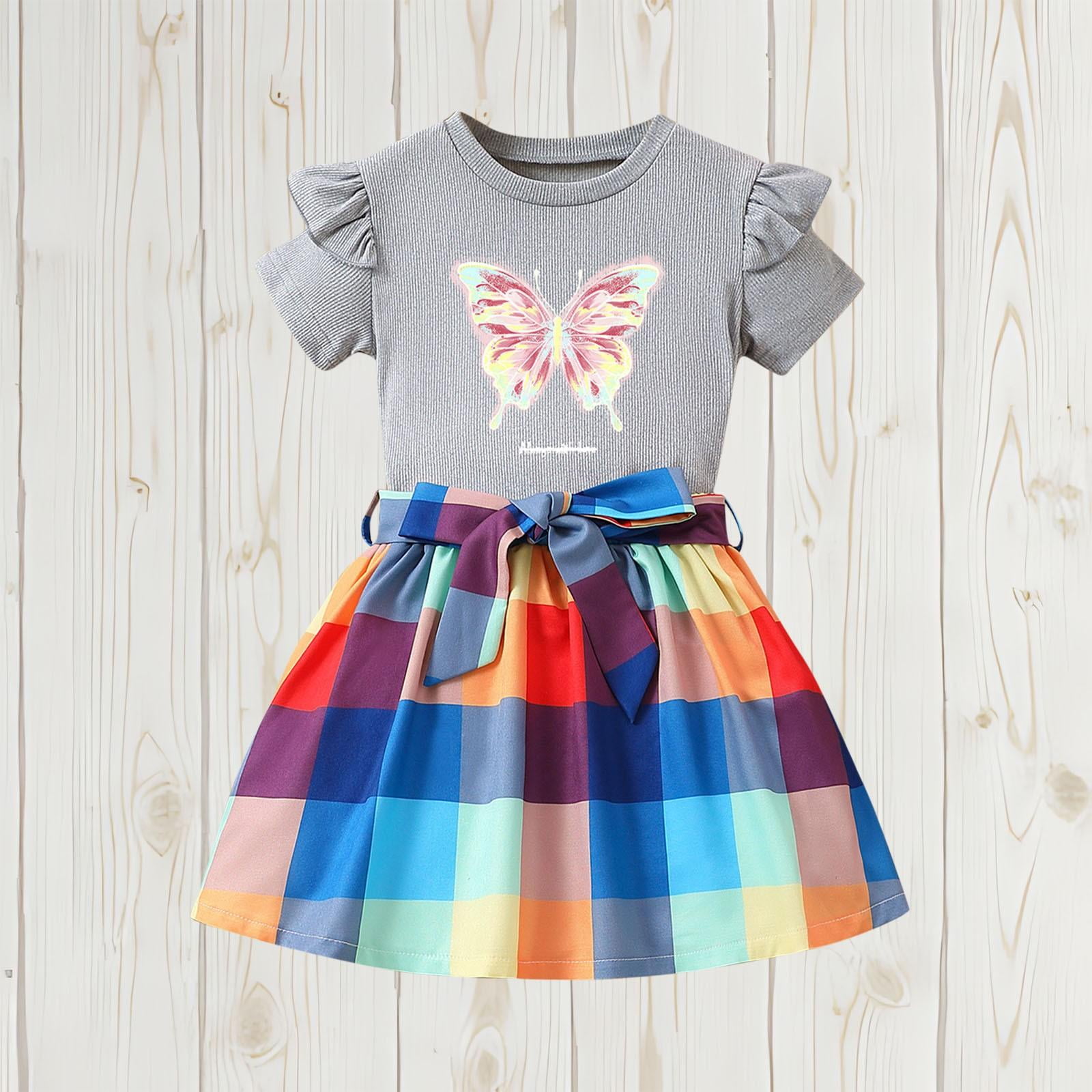 BXJX Girls Grafhic Outfit Sets- 2-Piece Tees and Skirts Crewneck Cotton ...
