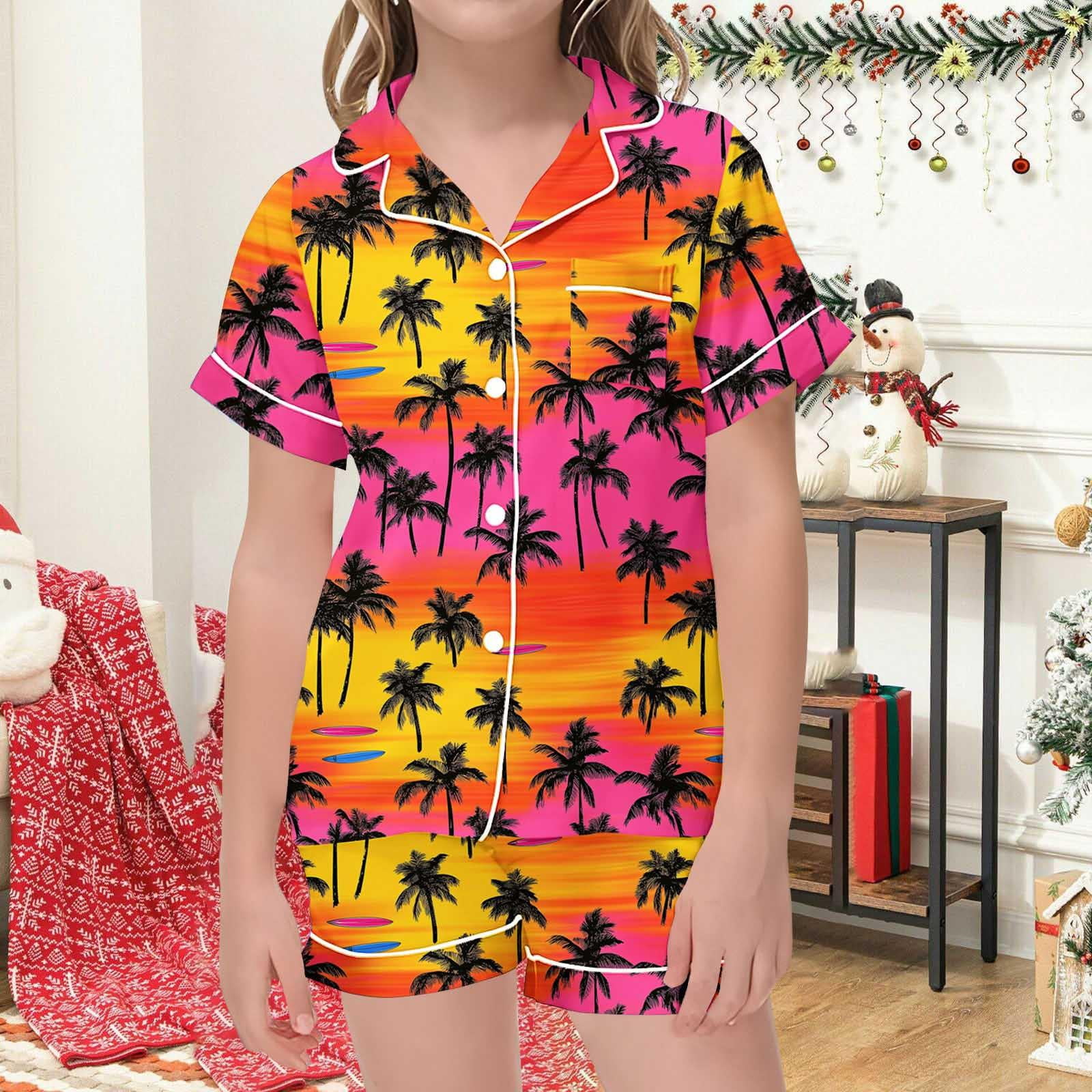 BXJX Girls Grafhic Outfit Sets- 2-Piece Pajamas Button-Up Tops and ...