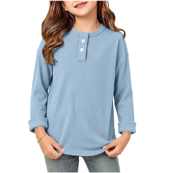 BXJX Girls Long Sleeve Tops, Casual Crew Neck Ribbed Spring and Fall ...