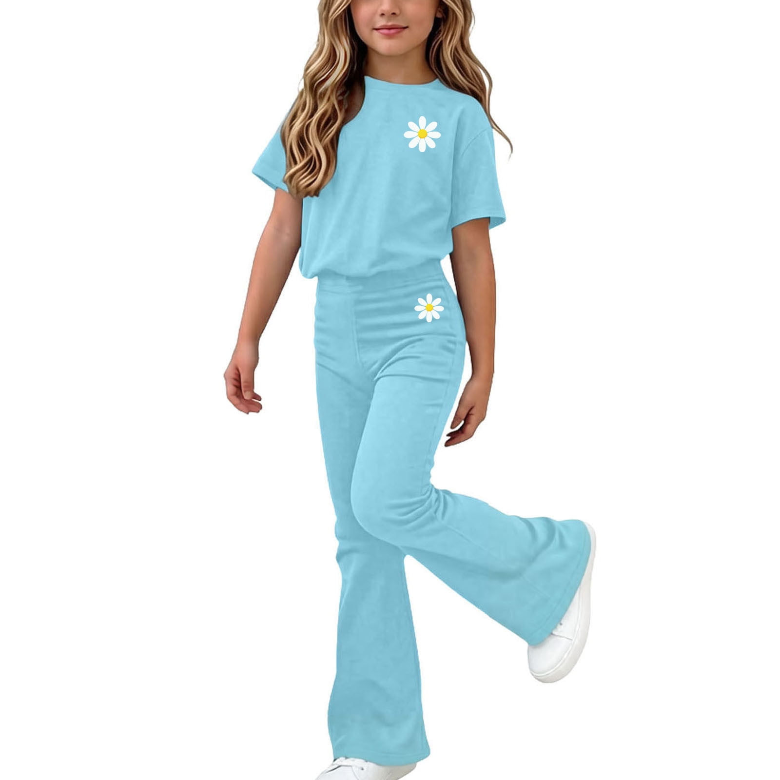 BXJX Girls Outfit Sets, 2PC Summer Crew Neck Short Sleeve T-Shirts and ...