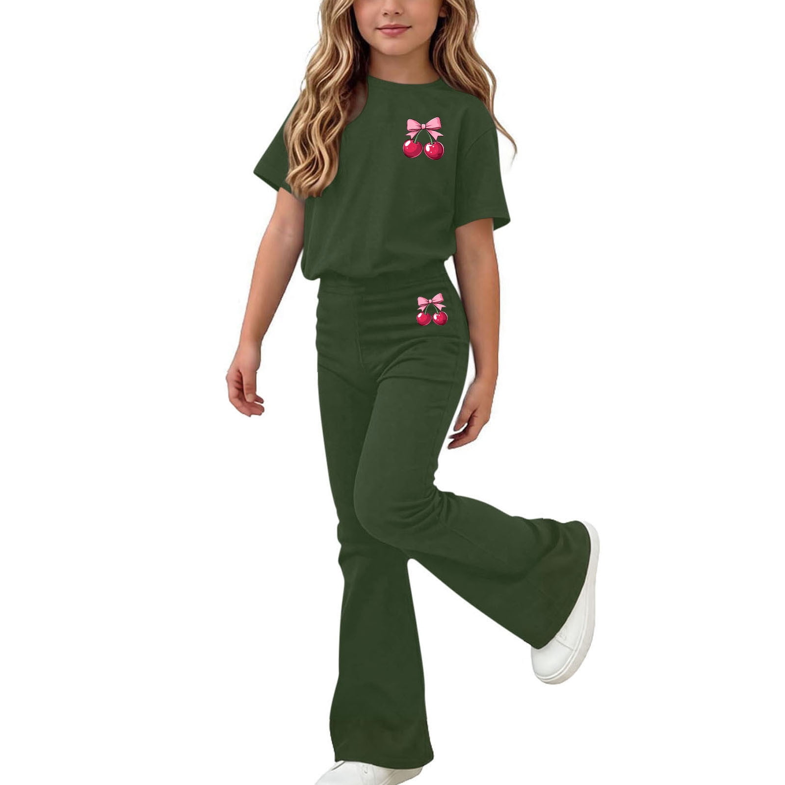BXJX Girls Outfit Sets, Running 2 Piece Short Sleeve Crew Neck T-Shirts ...