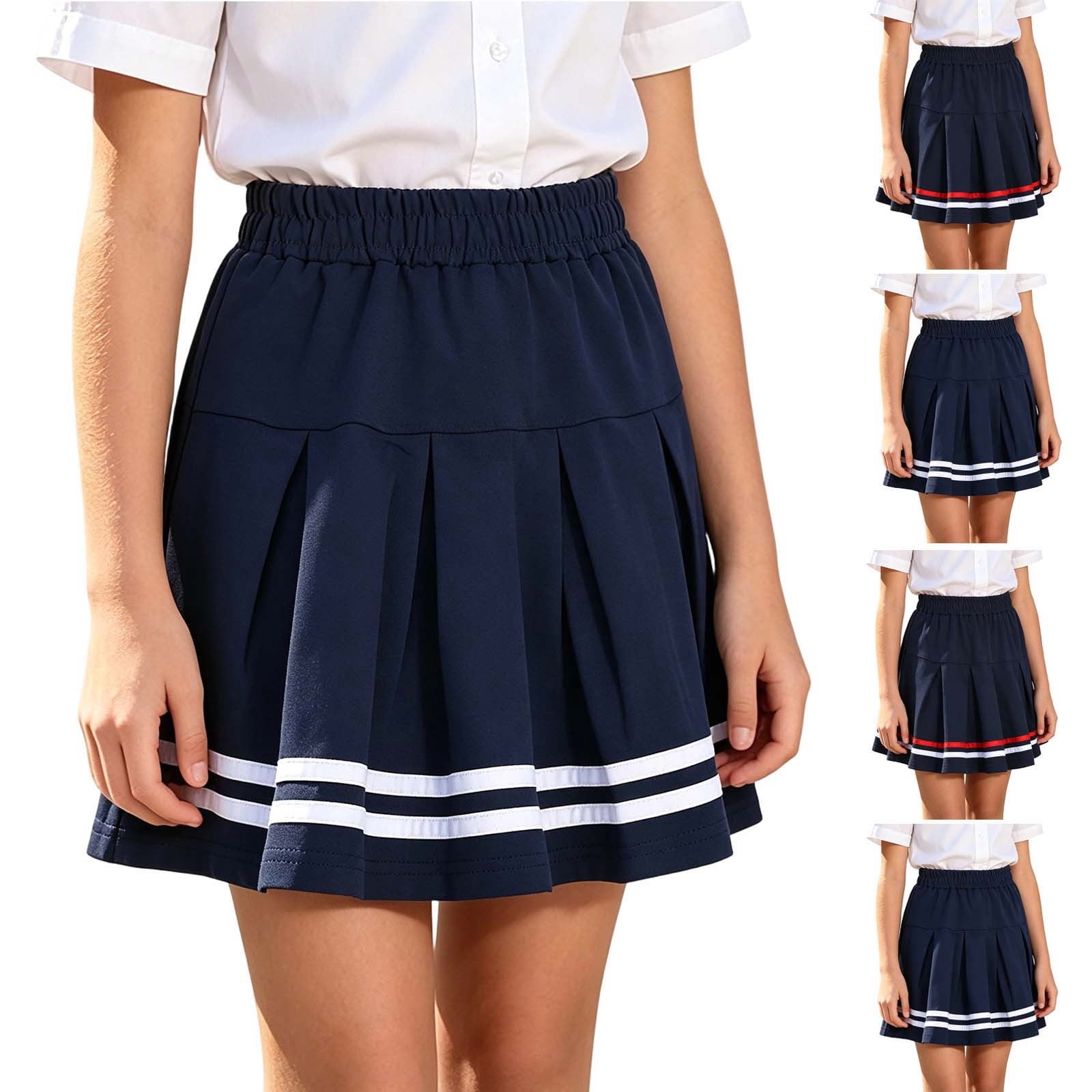 BXJX Girls Pleated Skirts with Built in Shorts, Color Block Elastic ...