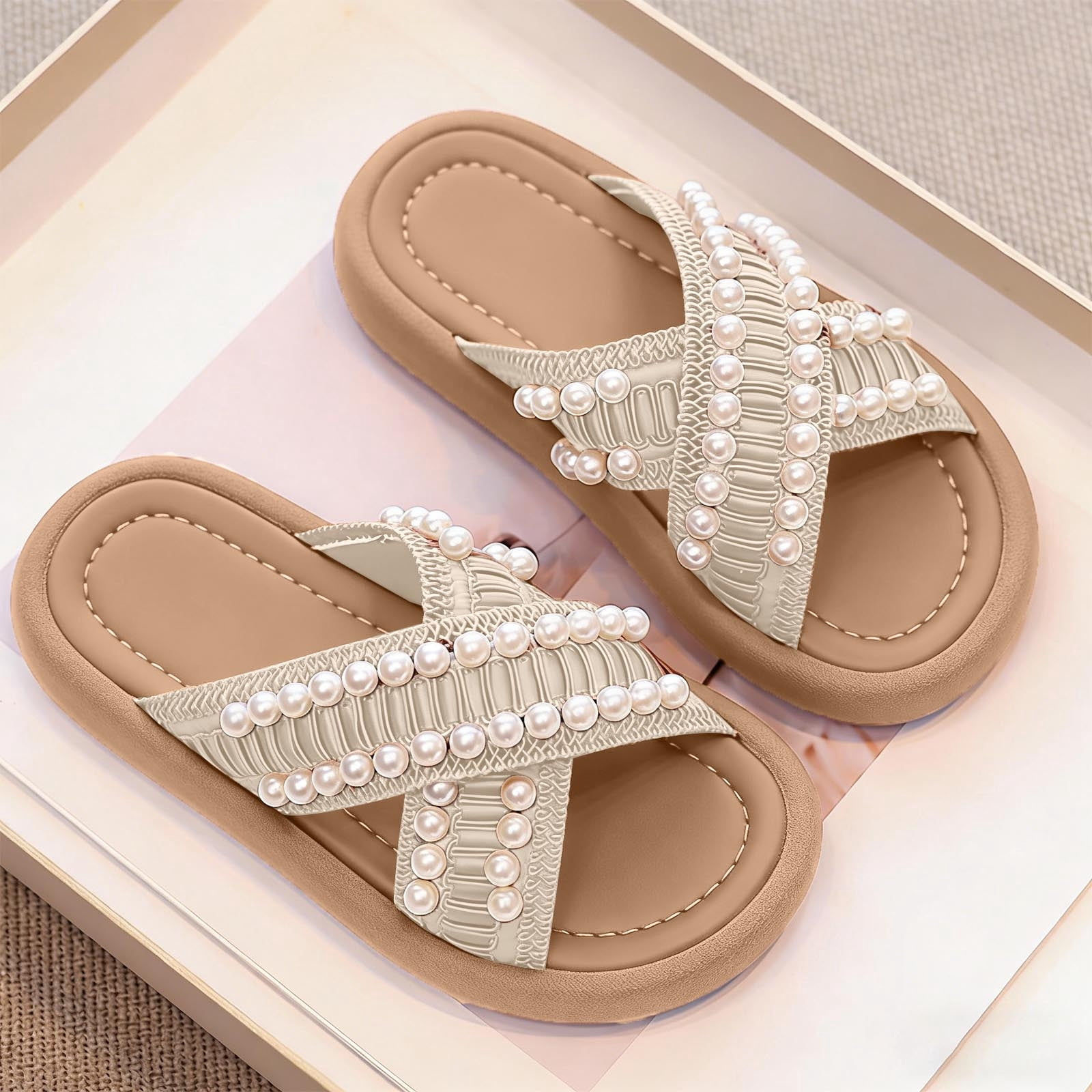 BXJX Girls Slide Sandals, Non Slip Open Toe Soft Sole Cross-Strap Kids ...