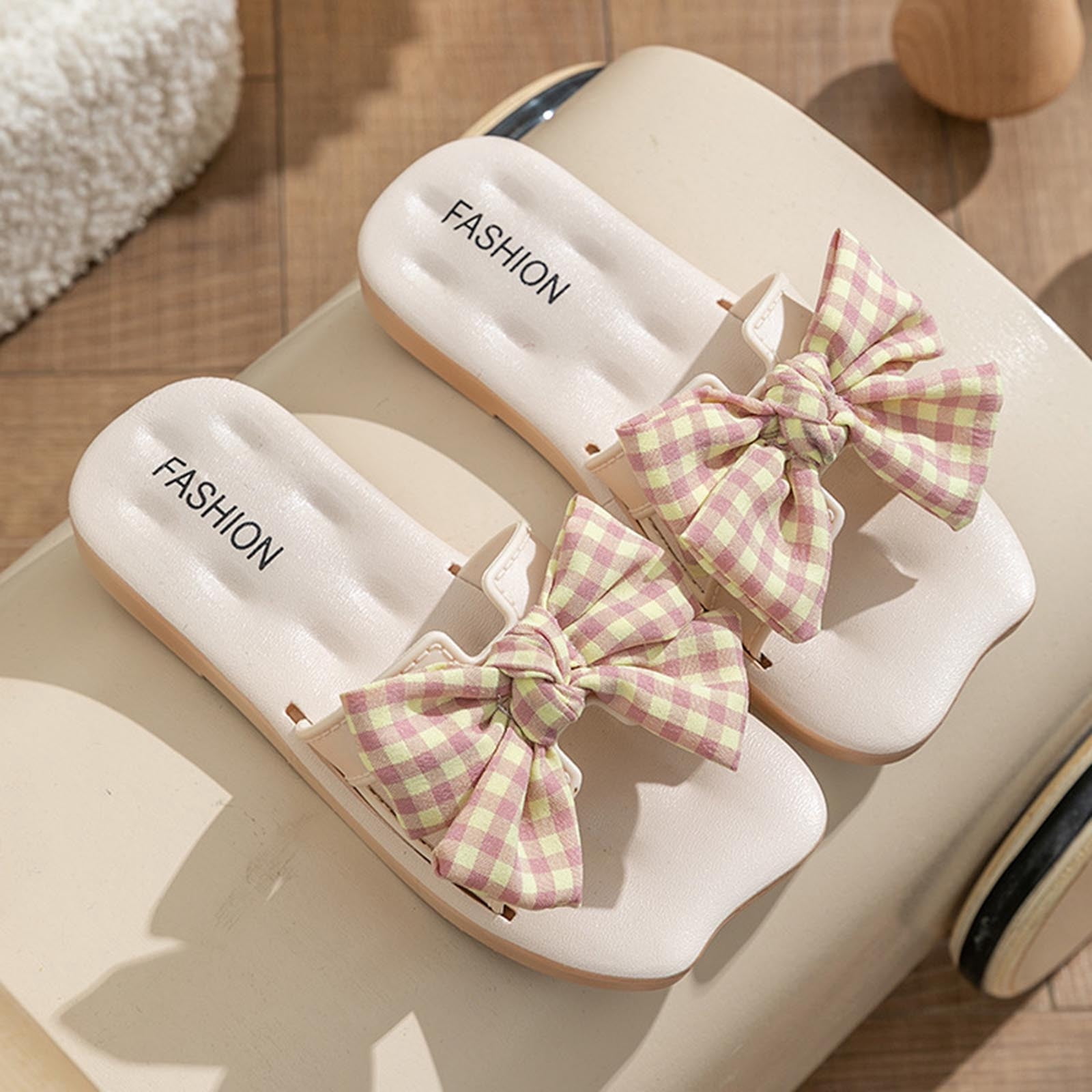 BXJX Girls Slide Sandals, Square Toe Slip-Resistant Beach Soft Sole ...