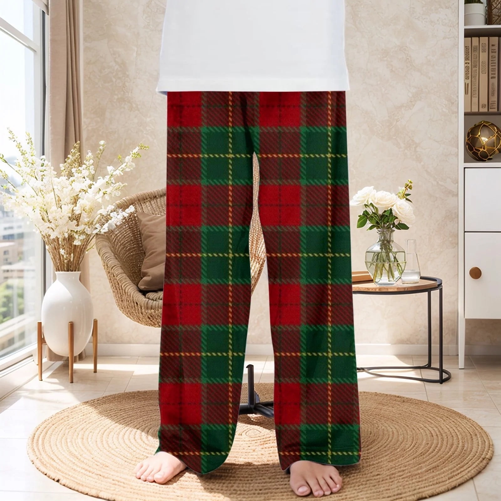 BXJX Kids Flannel Pajama Pants- Cozy Plaid Print Elastic Waist Relaxed ...