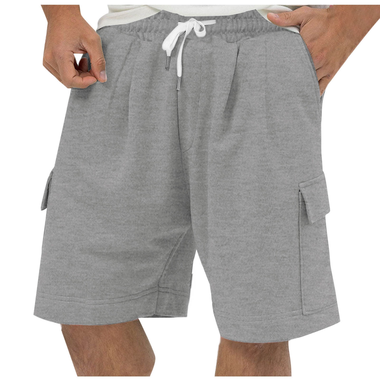 Fnooota Men's Cargo Shorts, Drawstring Relaxed Fit Sports Summer Knee ...