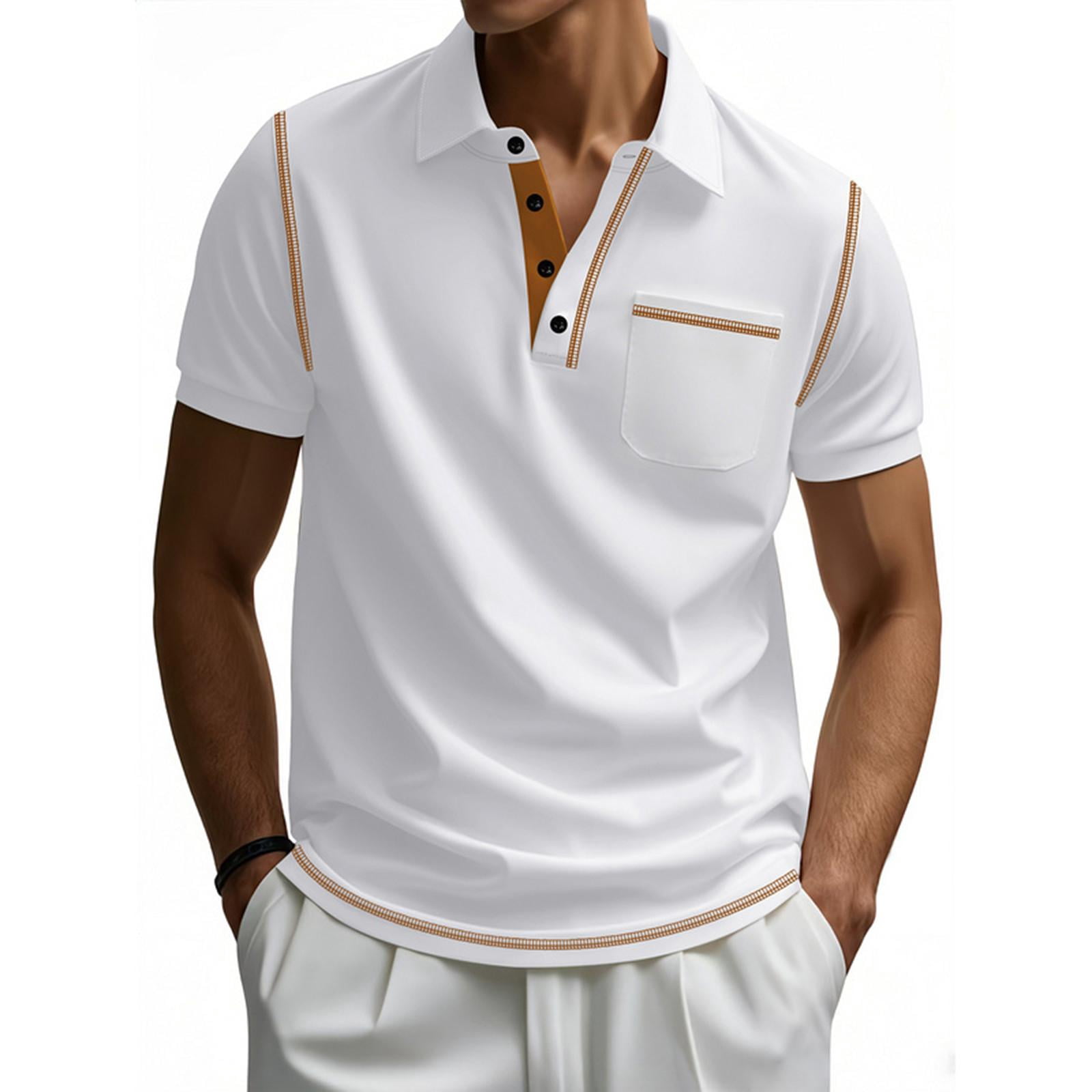BXJX Mens Button-Up Shirts With Pocket- Loose Casual Daily Wear Short ...