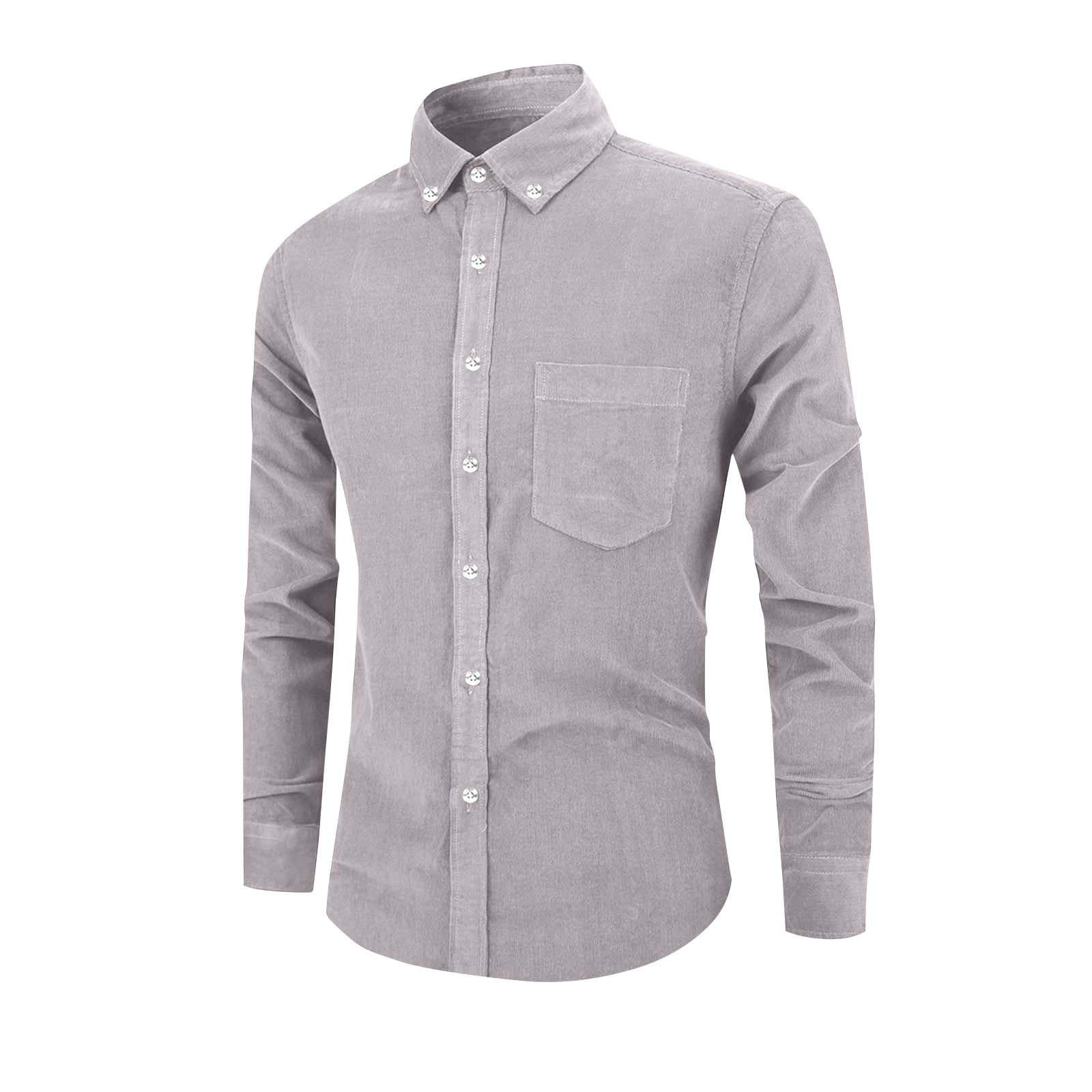 BXJX Mens Cotton Button Down Shirt with Pocket- Long Sleeve Turndown ...