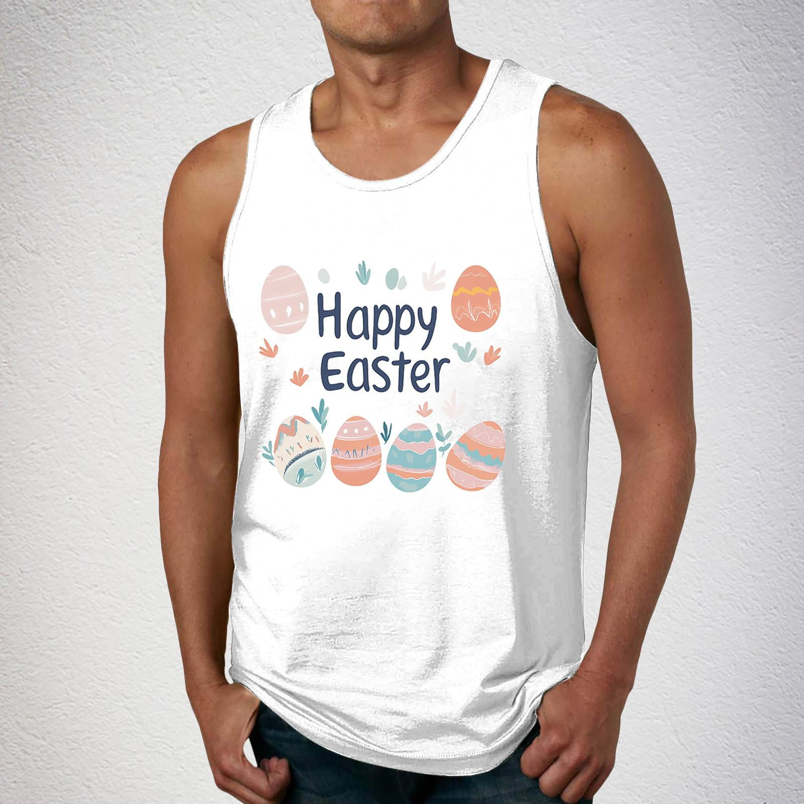 BXJX Mens Easter Tank Tops- Gym Casual Cotton Crewneck Summer Graphic ...