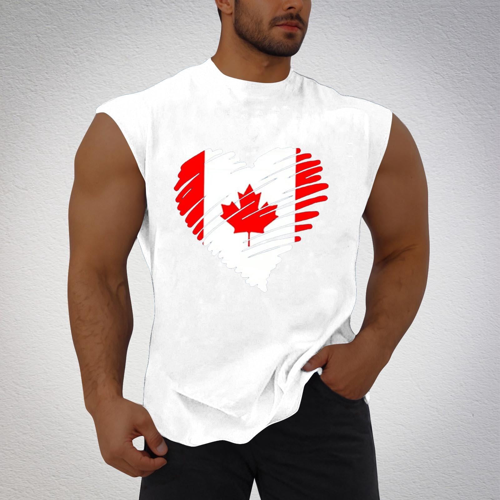 BXJX Mens Graphic Tank Tops- Canadian Independence Day Crewneck Workout ...