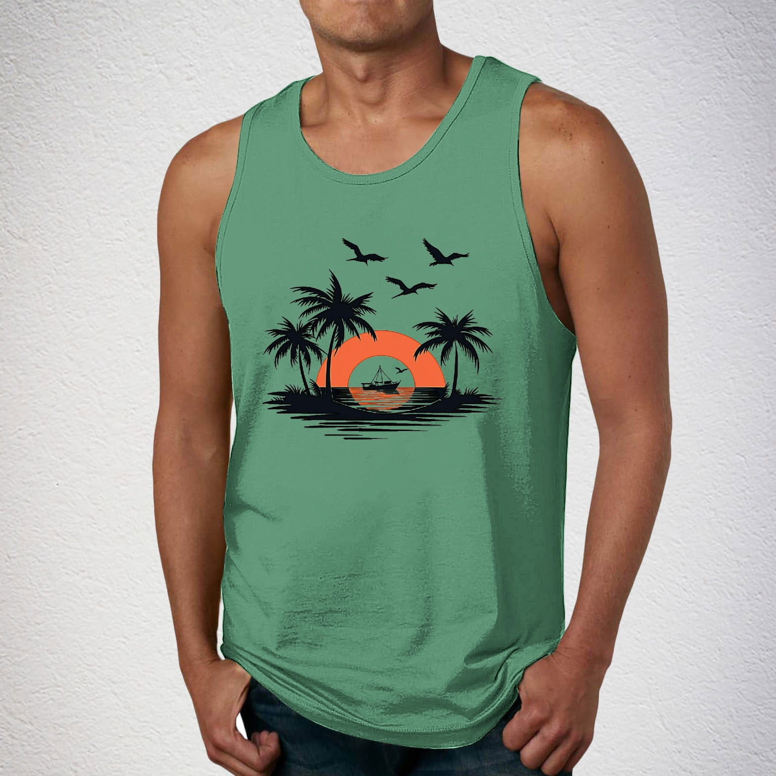 BXJX Mens Graphic Tank Tops- Crewneck Sleeveless Casual Cotton Summer ...