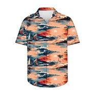 SSLR Men's Flamingo Hawaiian Shirt, Short Sleeve, Regular Fit, Casual ...