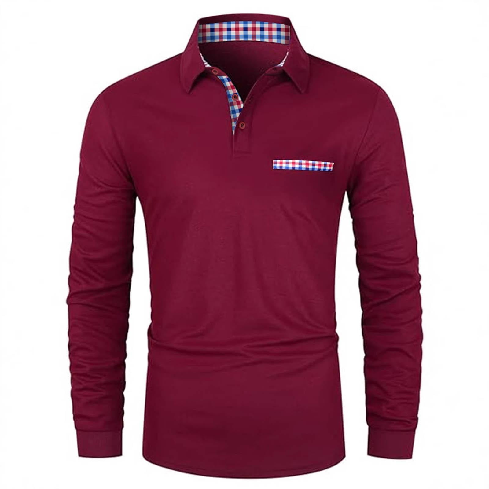 BXJX Mens Plaid Polo Shirt- Quick Dry Color Block Turn Down Collar ...