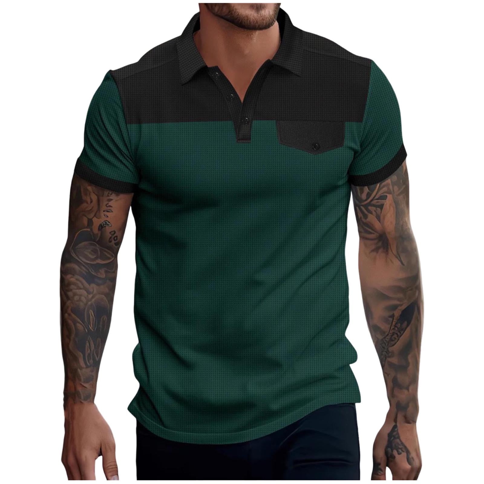 BXJX Mens Polo Shirts Short Sleeve, Work Buttons Casual Collared Summer ...