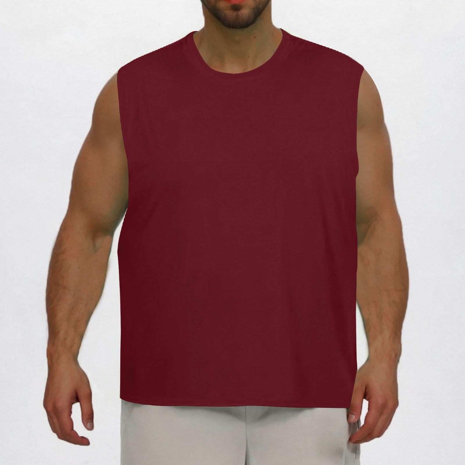 BXJX Mens Solid Color Tank Tops- Sleeveless Casual Crewneck Loose ...