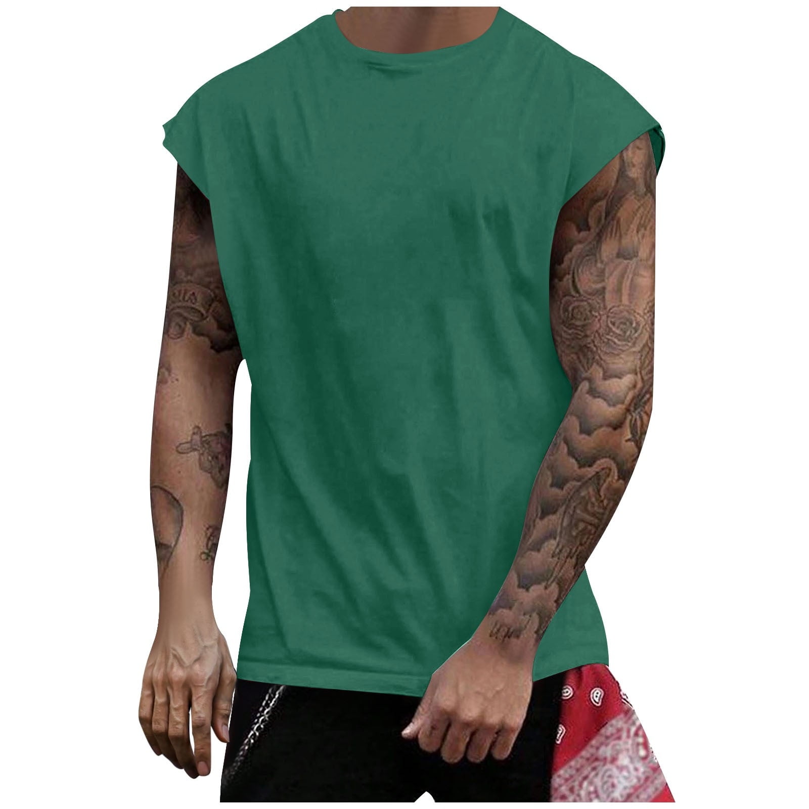 BXJX Mens Solid Color Tank Tops- Sleeveless Mesh Crewneck Casual Summer ...