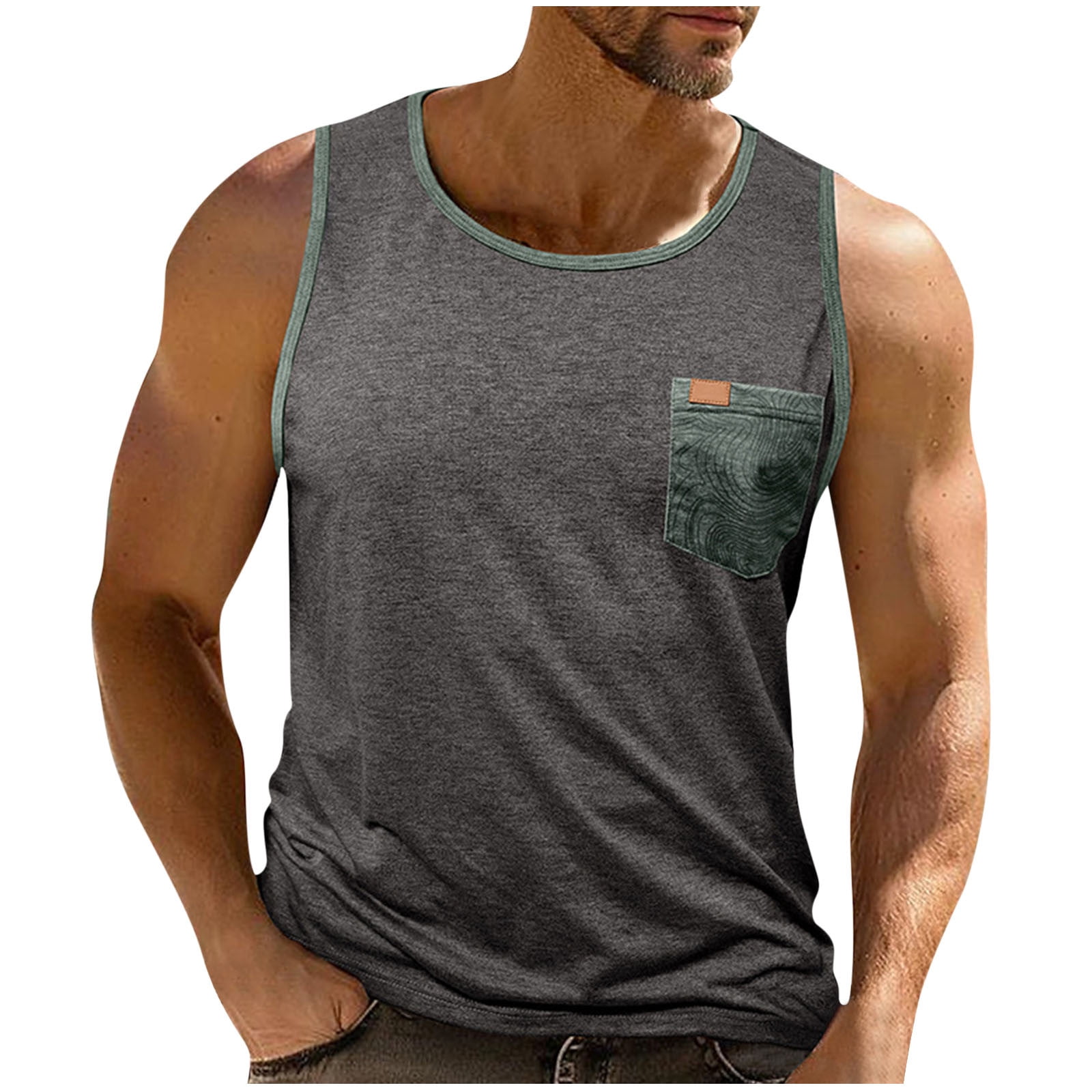 BXJX Mens Sleeveless Tank Top, Crewneck, Summer Muscle Shirt with ...
